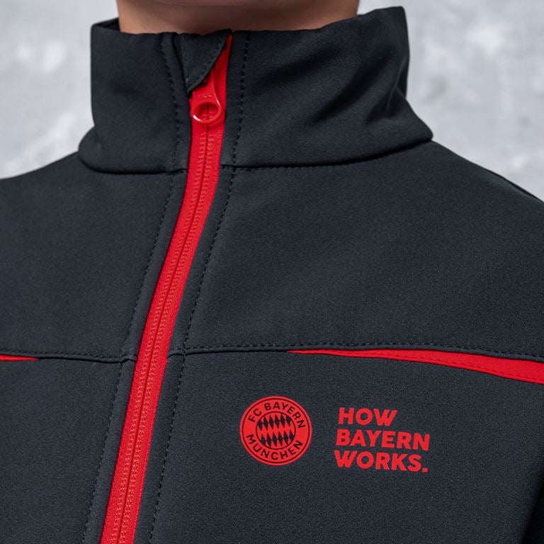 FCB WORK SOFTSHELL JACKET KIDS black/straussred | Strauss
