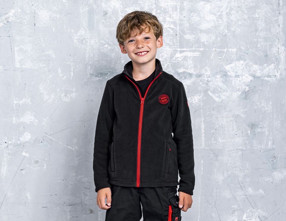FCB FLEECE JACKET KIDS black/straussred | Strauss