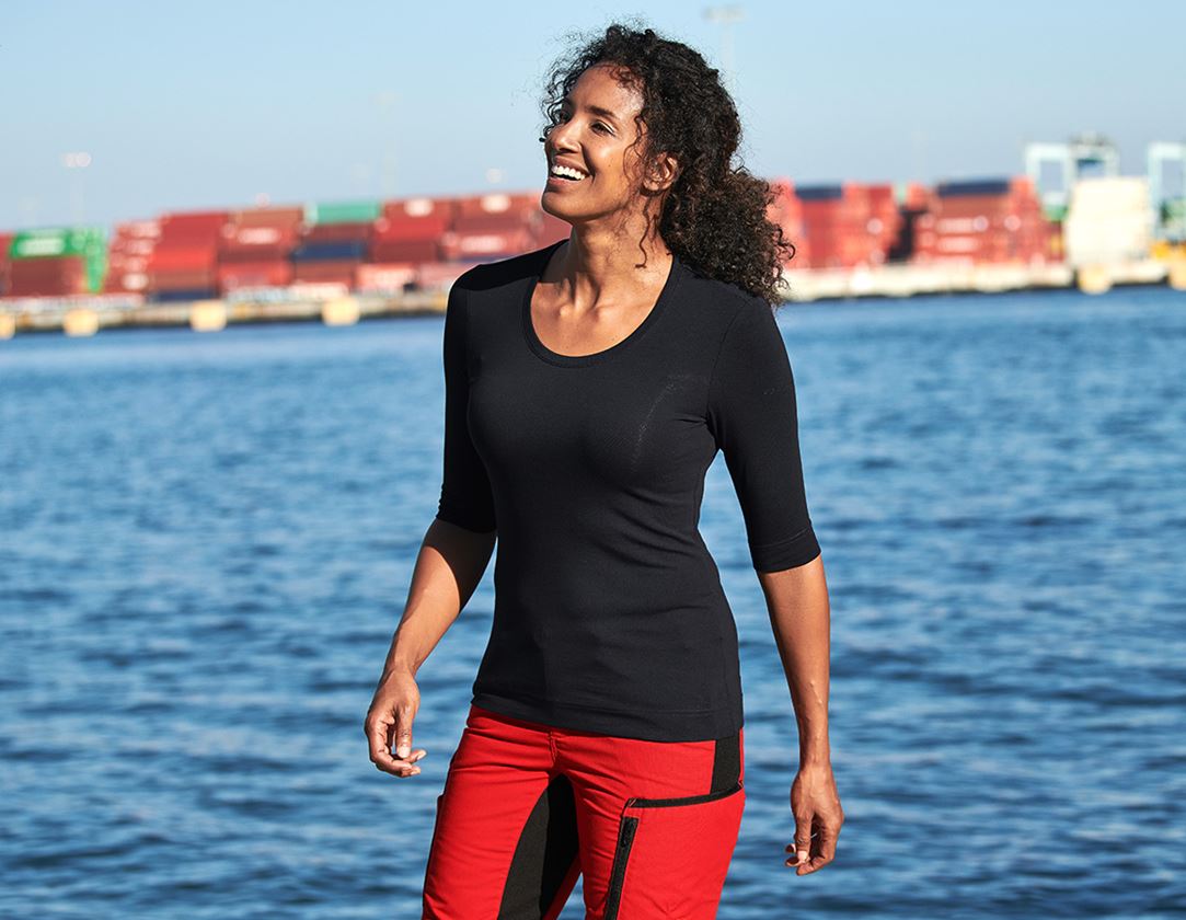 e.s. Shirt 3/4-Arm cotton stretch, Damen schwarz | Strauss
