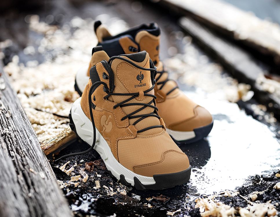 O6 Werkschoenen e.s. Rimini mid amandelbruin/crème | Strauss