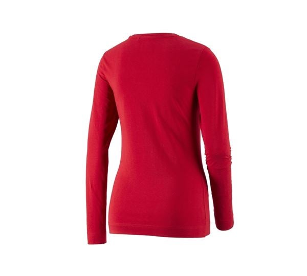 e.s. Longsleeve cotton stretch, dames vuurrood | Strauss
