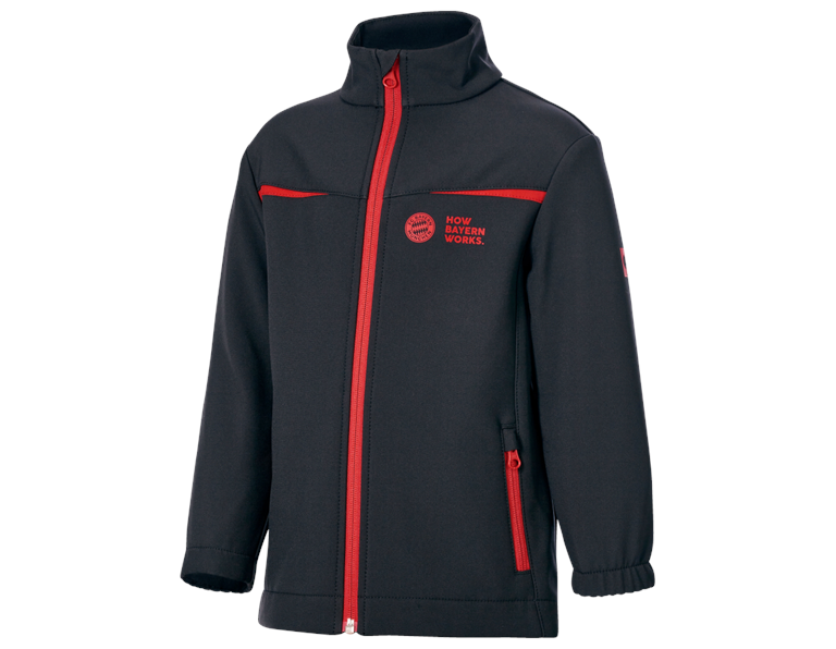 FCB WORK SOFTSHELL JACKET KIDS black/straussred | Strauss