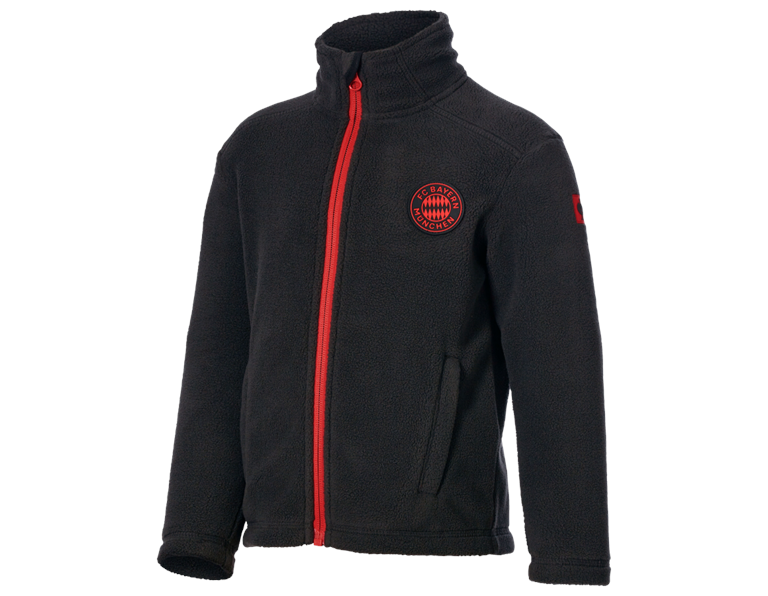 FCB FLEECE JACKET KIDS black/straussred | Strauss