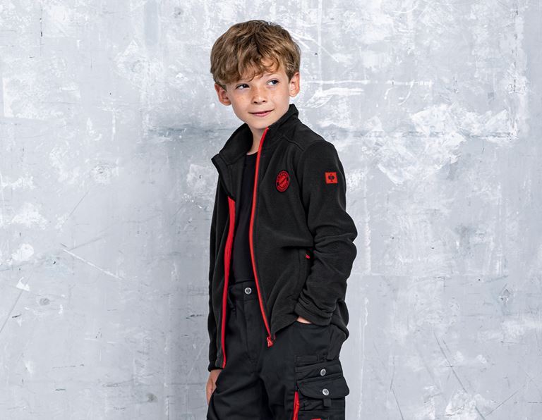 FCB FLEECE JACKET KIDS black/straussred | Strauss