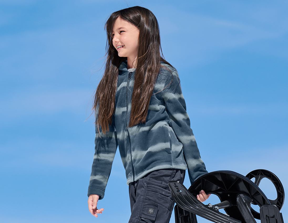 Veste cap. laine pol. tie-dye e.s.motion ten, enf. bleu ardoise/bleu ...