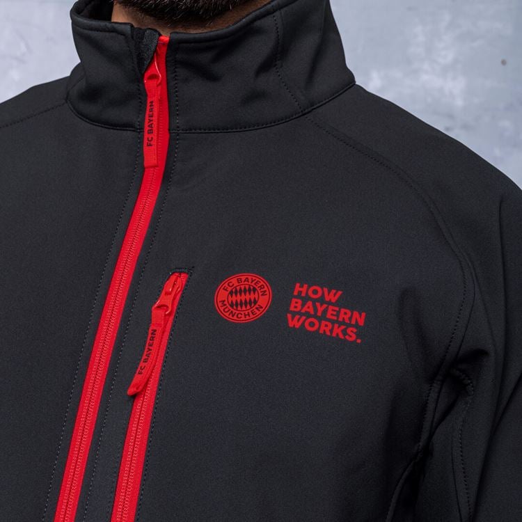 FCB WORK SOFTSHELL JACKET black/straussred | Strauss