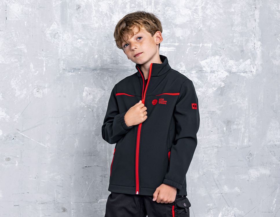 FCB WORK SOFTSHELL JACKET KIDS black/straussred | Strauss