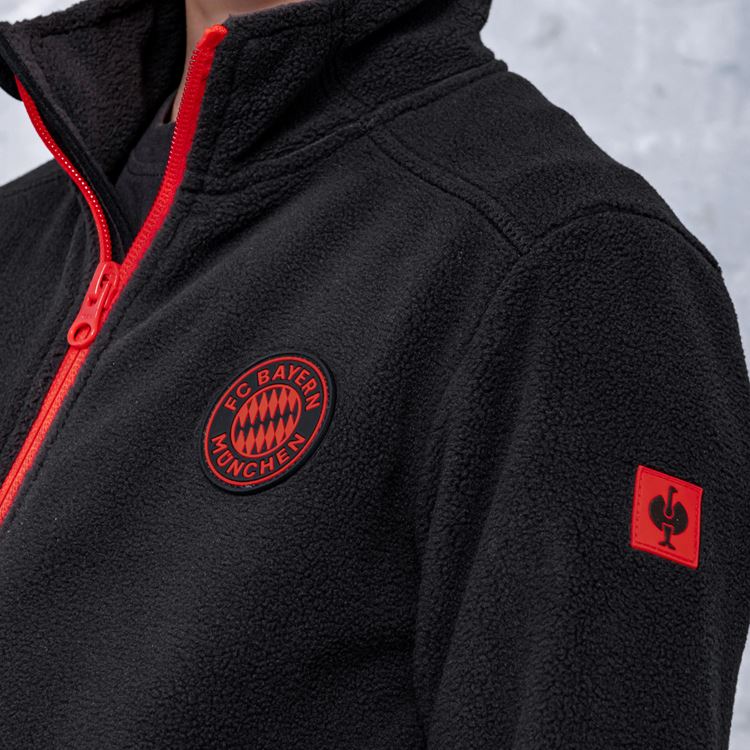 FCB FLEECE JACKET KIDS black/straussred | Strauss