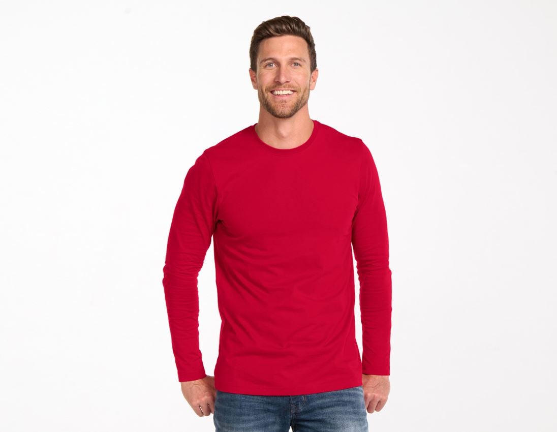 e.s. Longsleeve cotton, long fit fiery red | Strauss