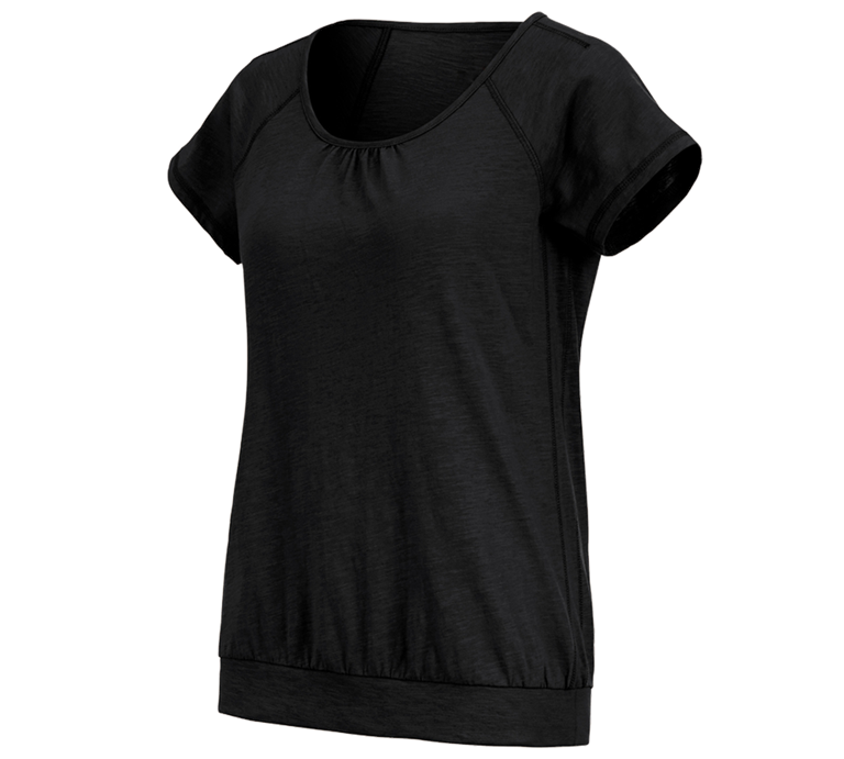 e.s. T-shirt cotton slub, femmes noir | Strauss