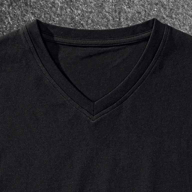 e.s. T-shirt cotton stretch V-Neck black | Strauss