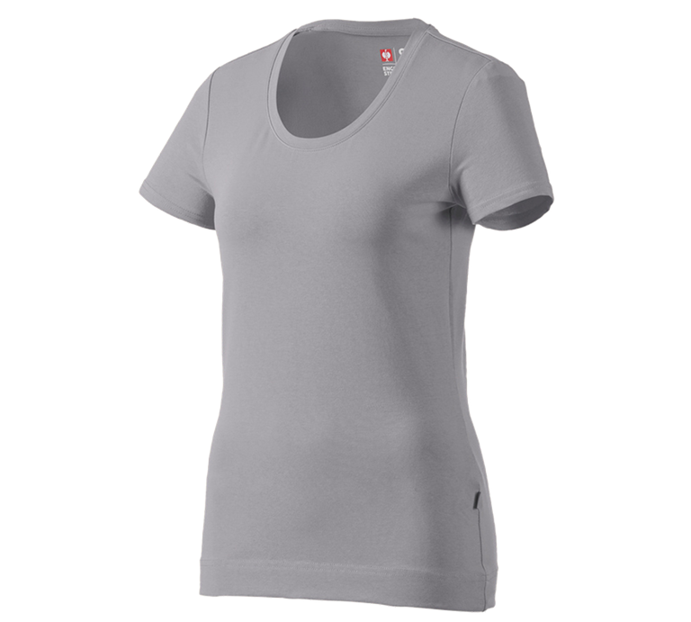 e.s. T-shirt cotton stretch, femmes platine | Strauss