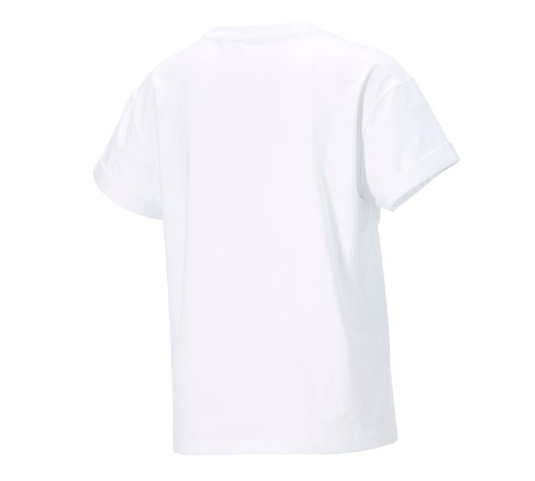 e.s. T-Shirt cotton stretch rolled sleeve, femmes blanc | Strauss
