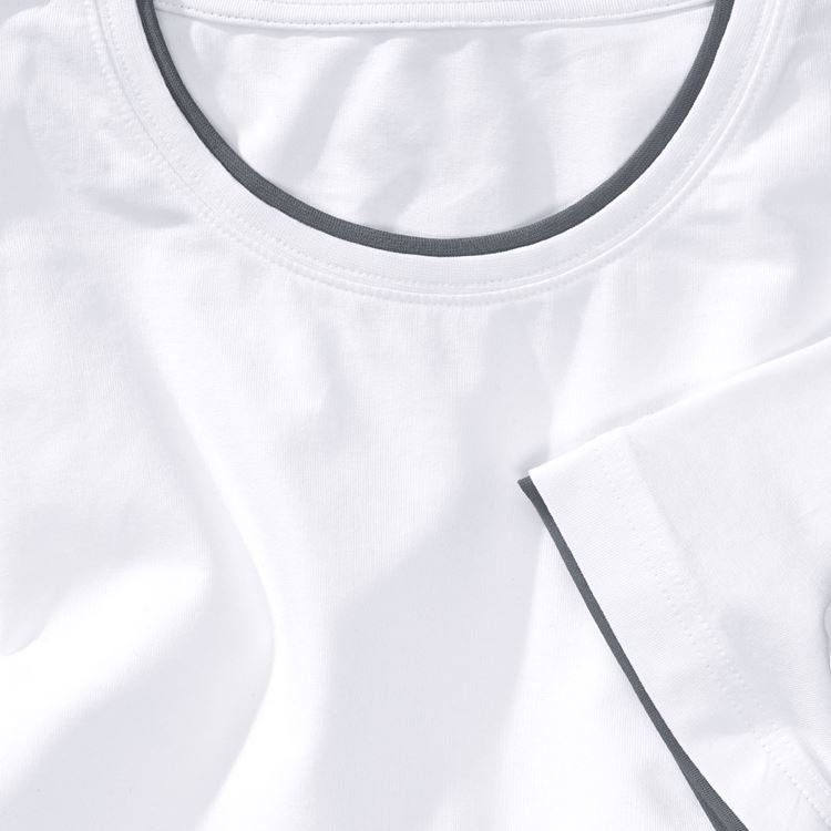 e.s. T-shirt cotton stretch Layer white/grey | Strauss