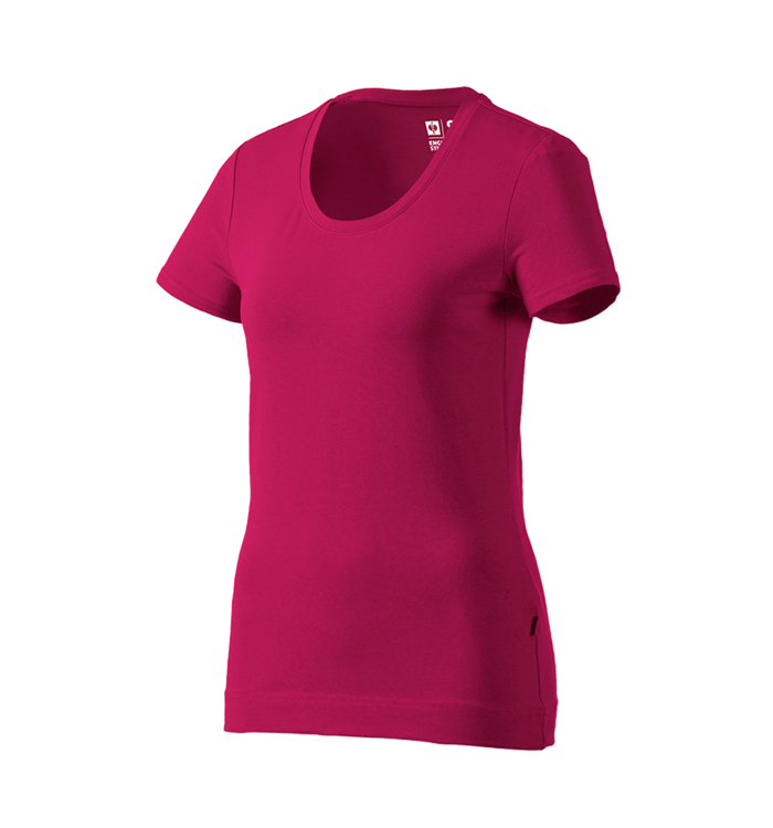e.s. T-shirt cotton stretch, femmes magenta | Strauss