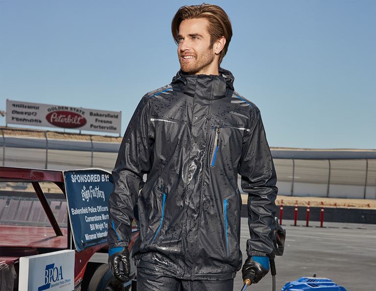 Rain jacket e.s.motion 2020 superflex graphite/gentianblue | Strauss