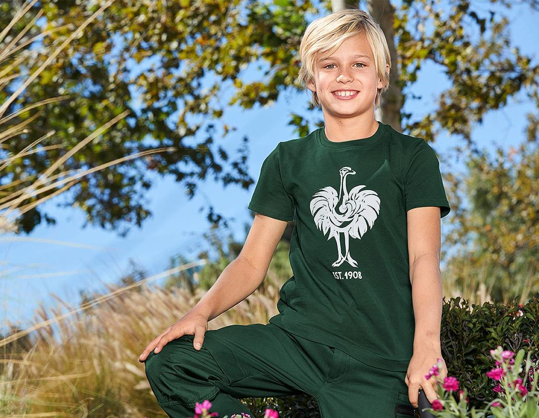 e.s. T-shirt 1908, children green/white | Strauss