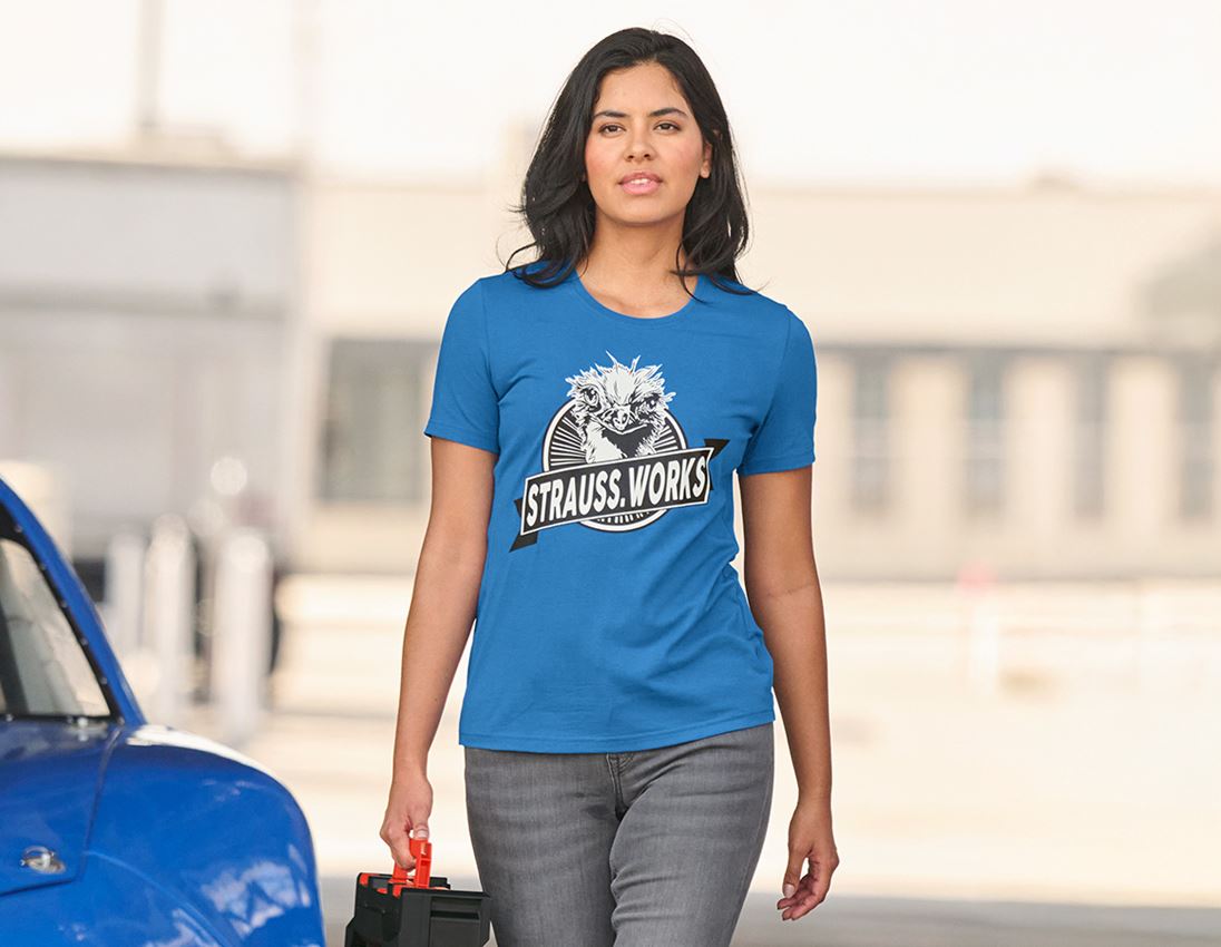 e.s. T-Shirt strauss works, dames gentiaanblauw | Strauss