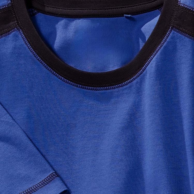 T-Shirt cotton e.s.active korenblauw/zwart | Strauss
