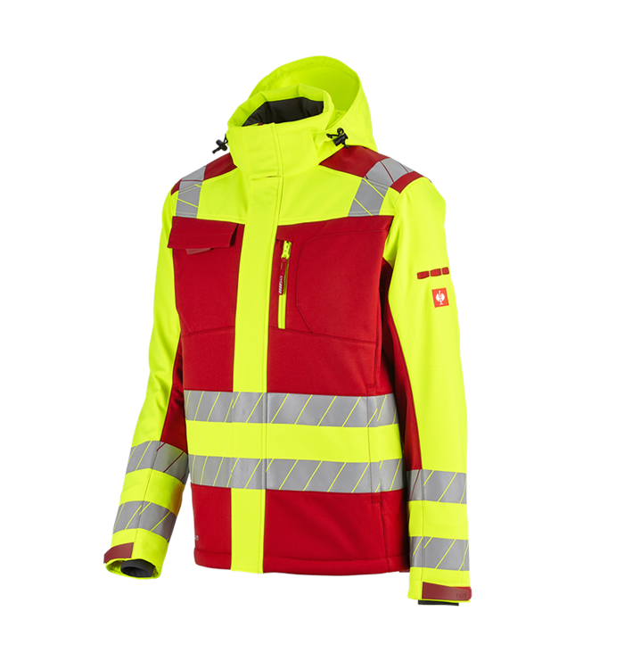 Veiligheids winter-softshelljack e.s.motion 24/7 rood/signaalgeel | Strauss
