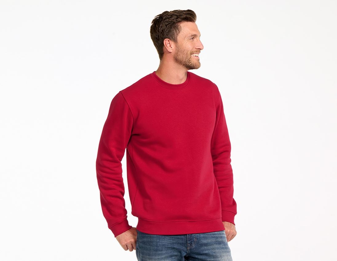 e.s. Sweatshirt poly cotton, long fit fiery red | Strauss