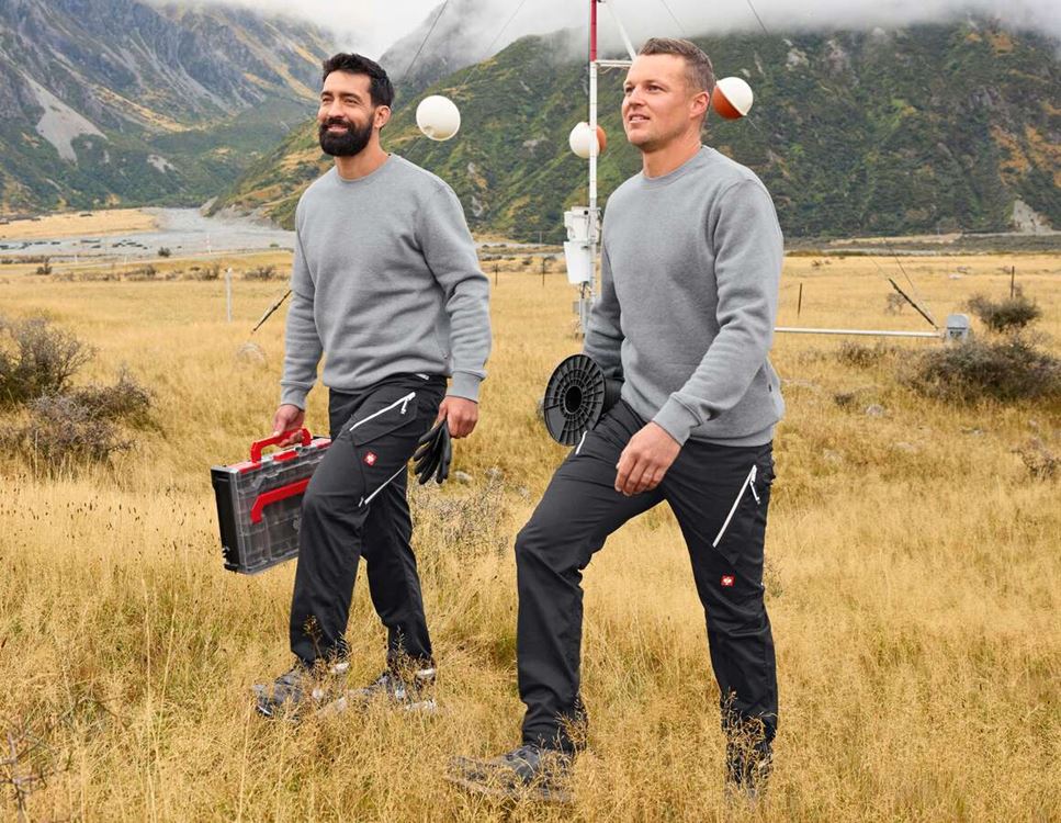 e.s. Sweatshirt poly cotton gråmelerad | Strauss