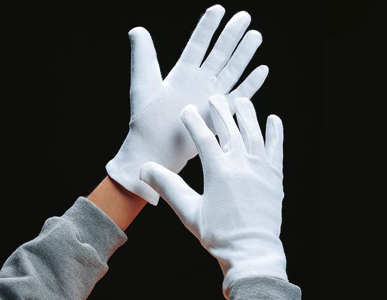 Cotton fourchette gloves, white, pack of 12 white | Strauss