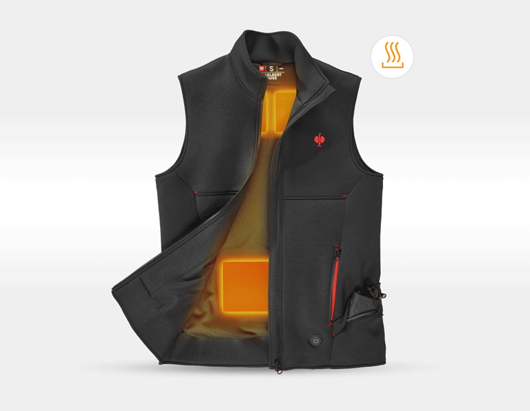 e.s. Heated bodywarmer climafoam black melange | Strauss