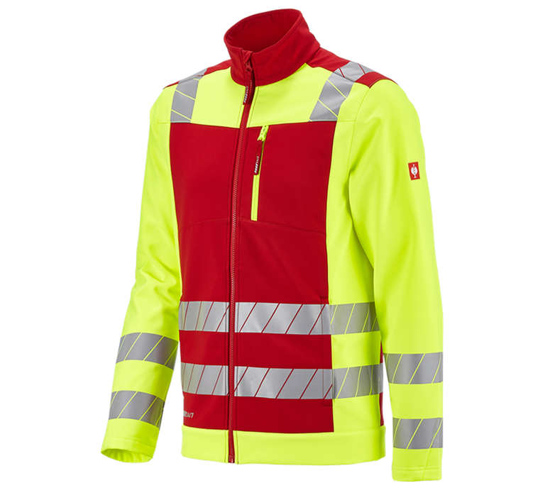 High-vis softshell jacket e.s.motion 24/7 red/high-vis yellow | Strauss