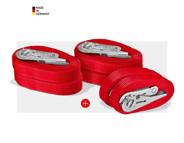 Single-Part Lashing Straps with Ratchet, set of 6 | Strauss