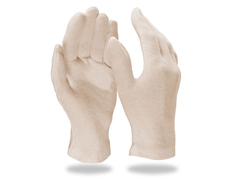 Cotton fourchette gloves, natural,pack of 12 white | Strauss