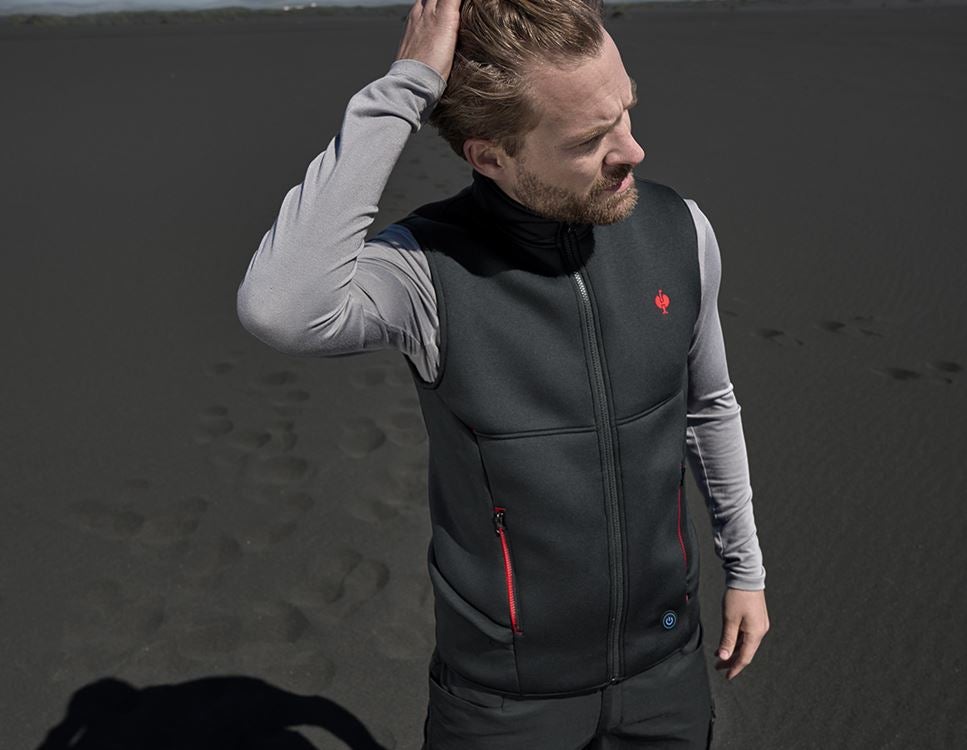 e.s. Heated bodywarmer climafoam black melange | Strauss