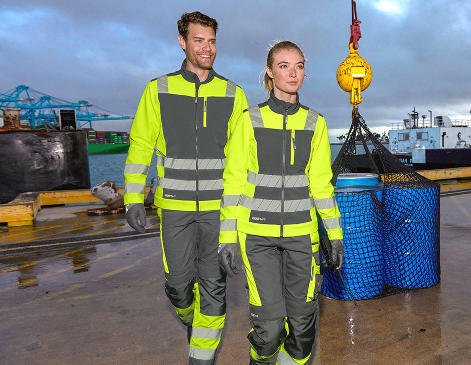 High-vis softshell jacket e.s.motion 24/7 anthracite/high-vis yellow ...