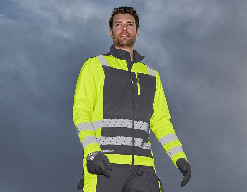 High-vis softshell jacket e.s.motion 24/7 anthracite/high-vis yellow ...