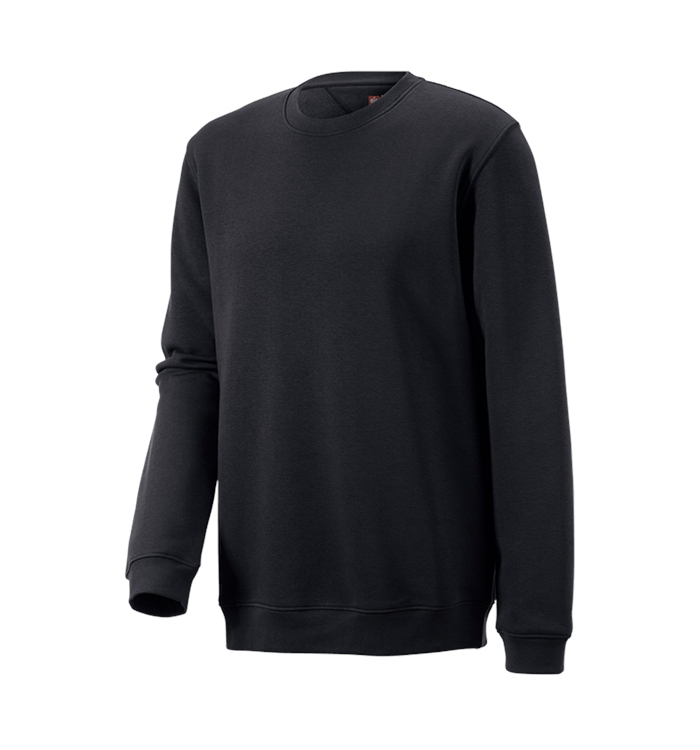 e.s. Sweatshirt poly cotton, long fit black | Strauss