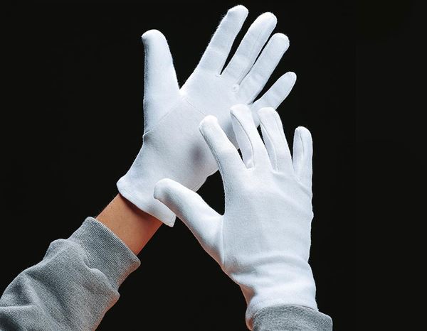 Cotton fourchette gloves, white, pack of 12 white | Strauss